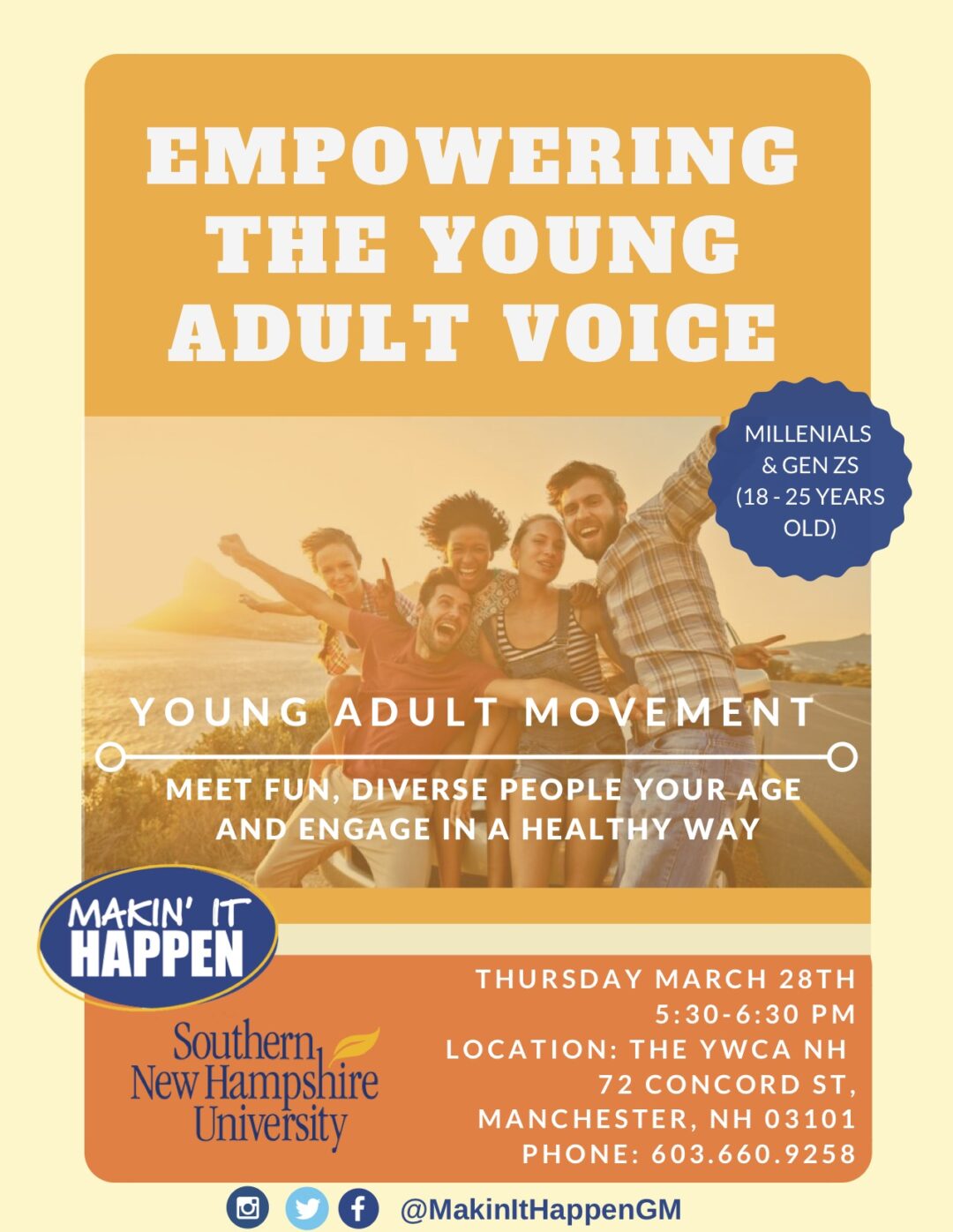 Our Next Young Adult Movement Meeting March 28th! | MakinItHappen